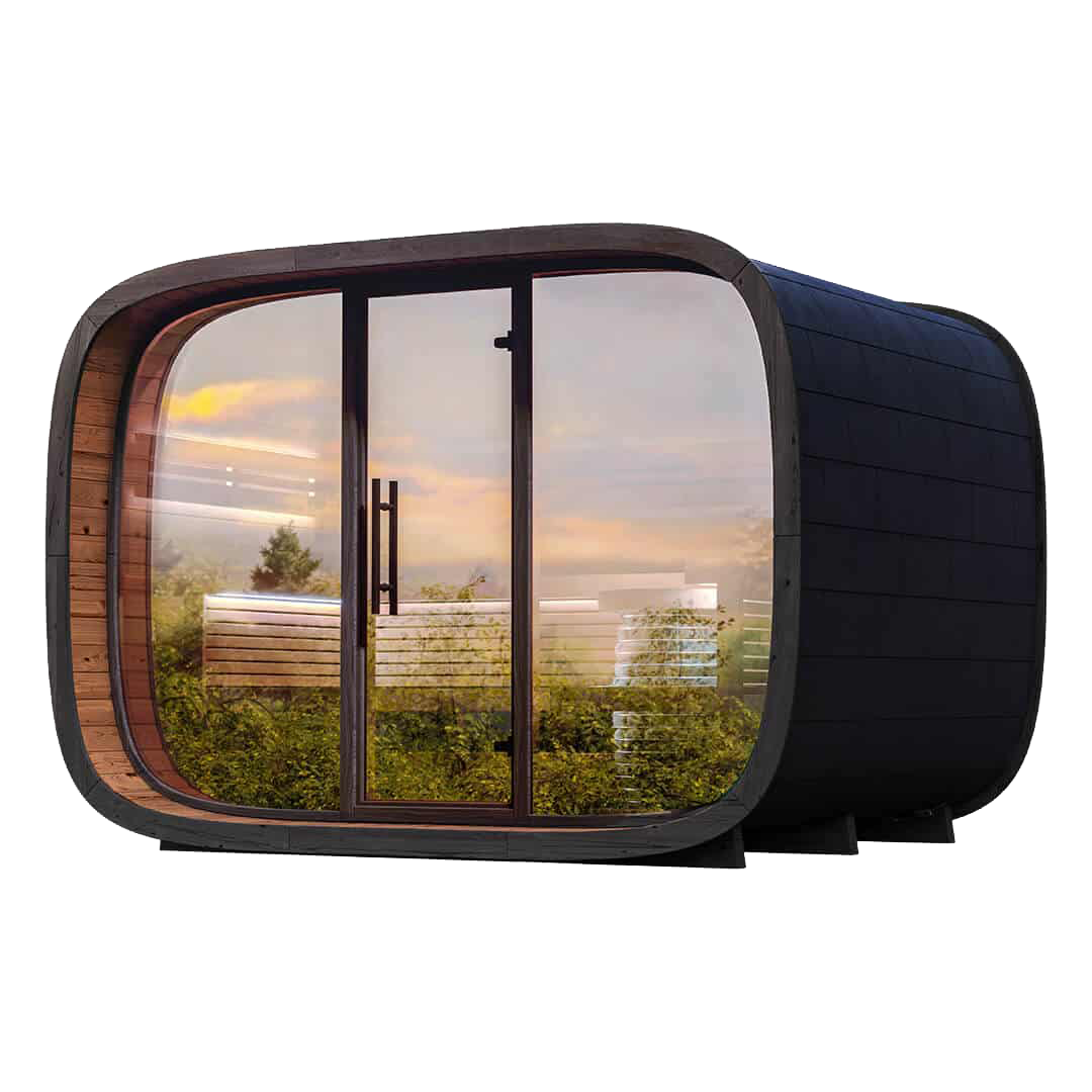 Round Cube RELAX Outdoor Sauna Kit [$15,385.00 USD ] buy online at EZSaunas